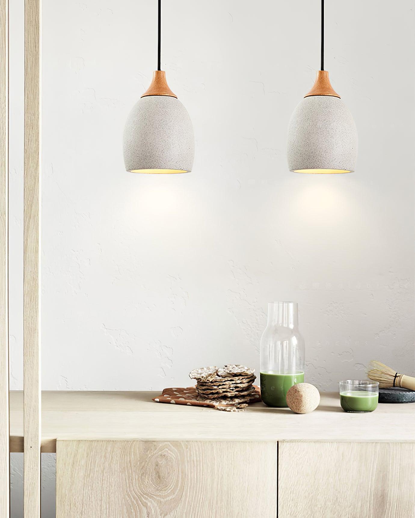 Cement Solid Wood Pendant Light 5.7"– YOVINO