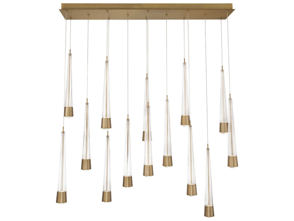 dweLED by WAC Lighting Quill 14-Light Aged Brass Linear Island Pendant ...