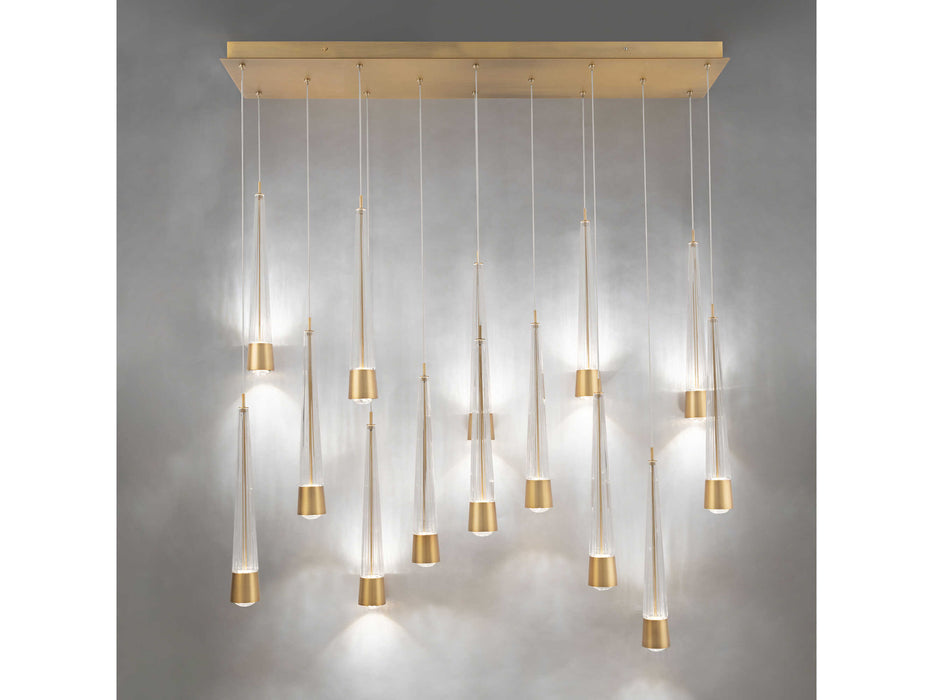 dweLED by WAC Lighting Quill 14-Light Aged Brass Linear Island Pendant ...