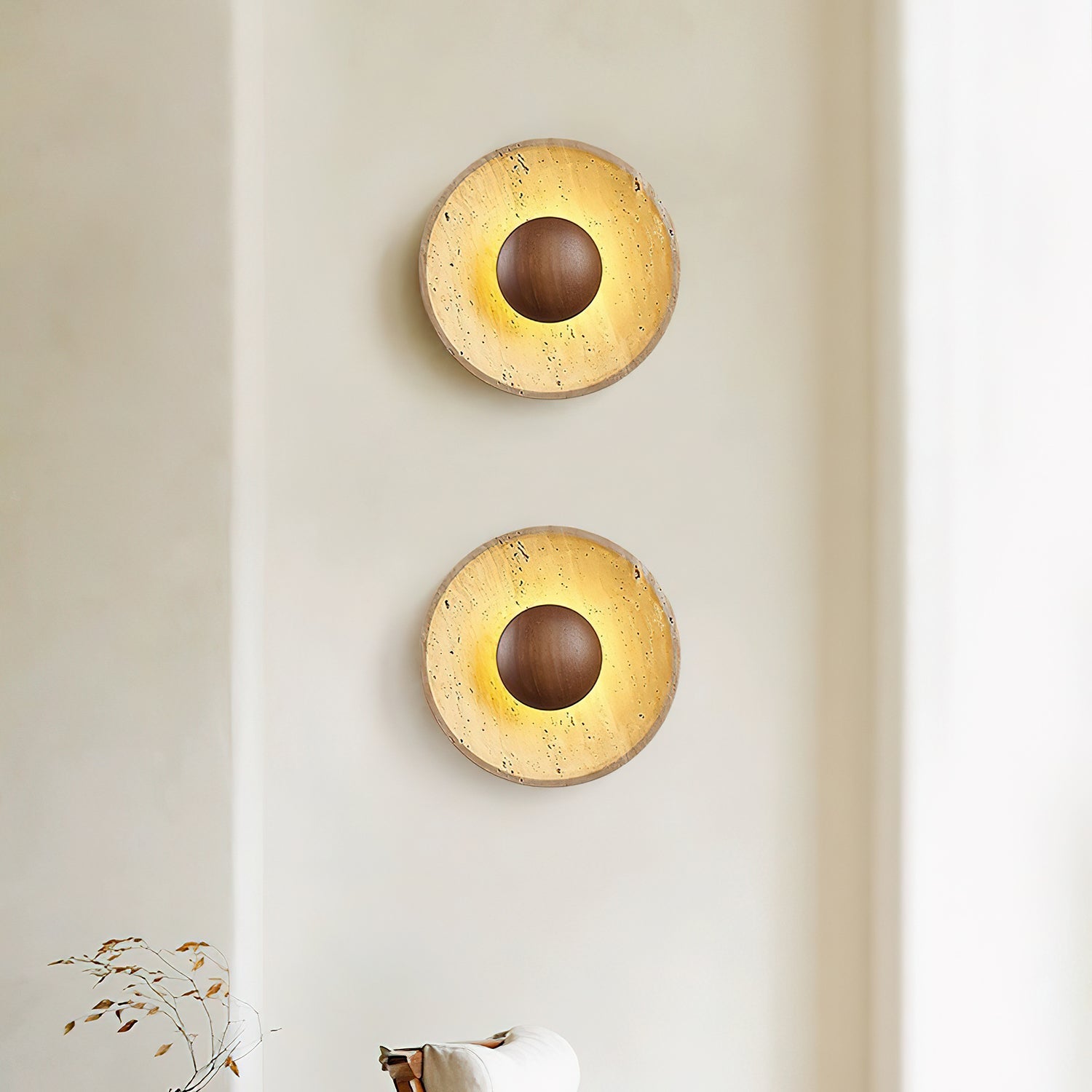 Halo Travertine Wall Light– YOVINO