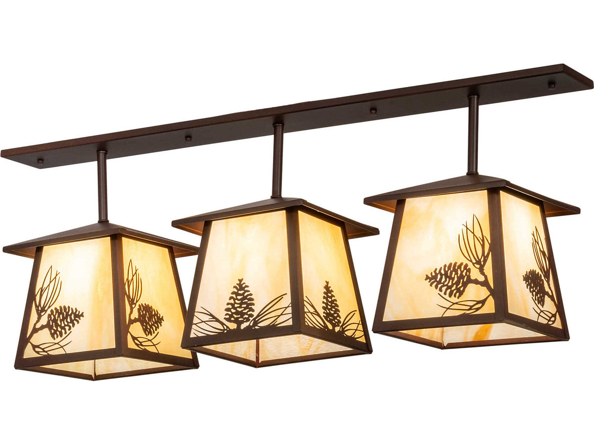 Meyda Stillwater 3-Light Brown Glass Island Pendant — YOVINO Lights